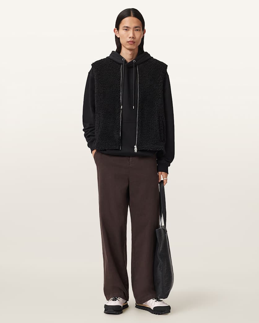 Otis Sherpa Boxy Vest Jet Black | ALLSAINTS US